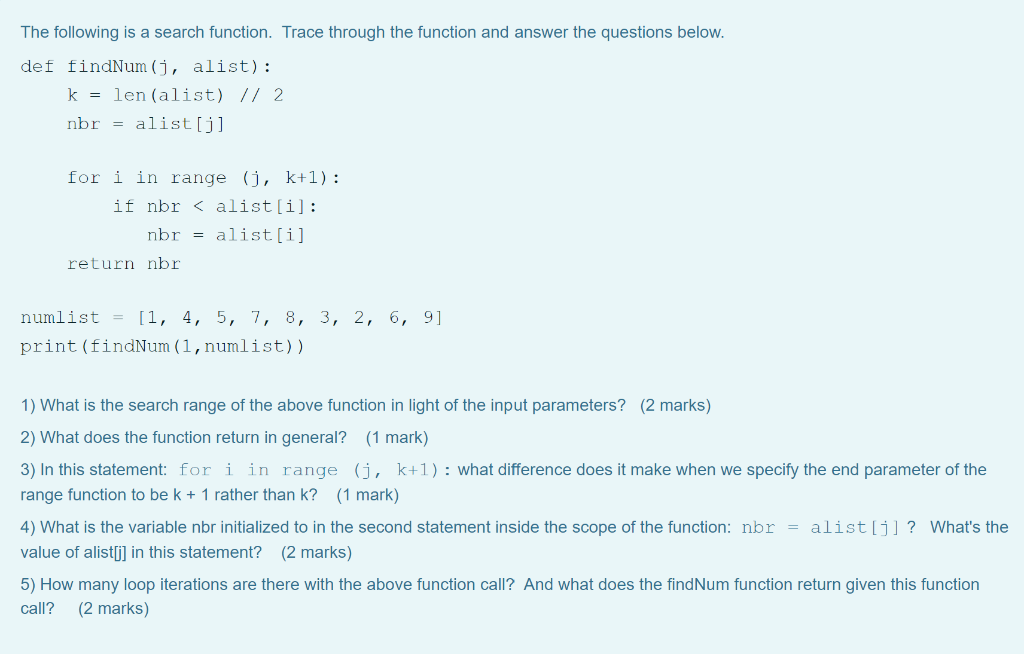Solved The following is a search function. Trace through the | Chegg.com
