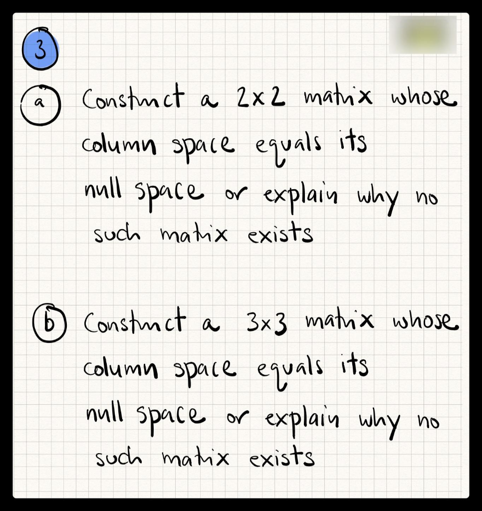 Solved 3 Construct a 2x2 matrix whose column space equals | Chegg.com