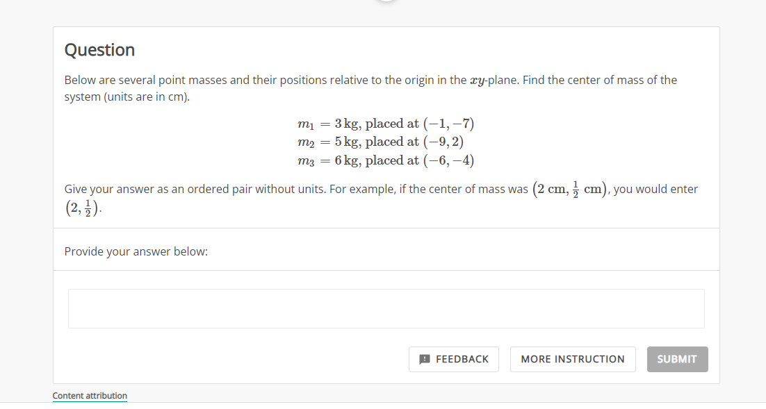 Solved Question Below are several point masses and their | Chegg.com