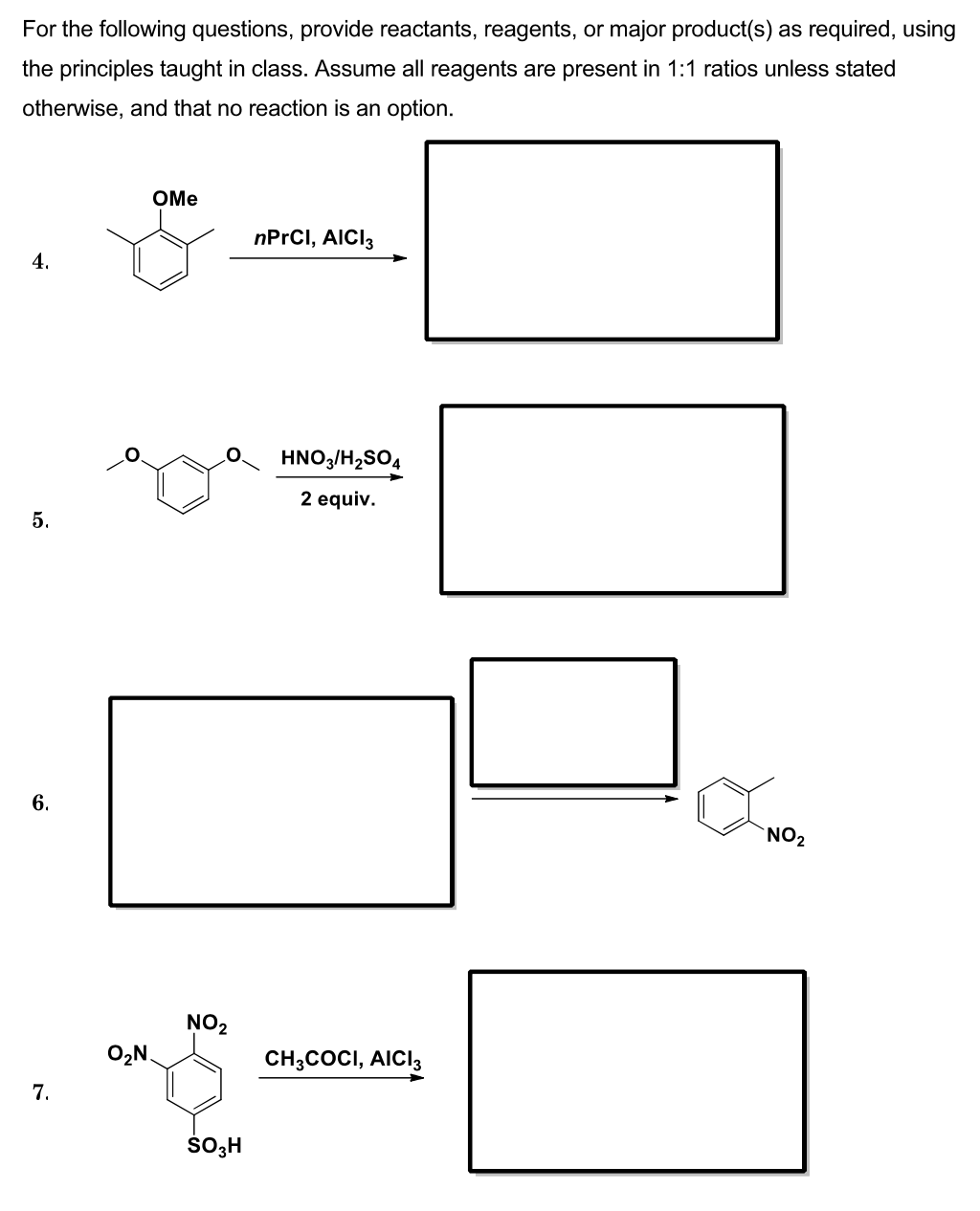 Solved For the following questions, provide reactants, | Chegg.com