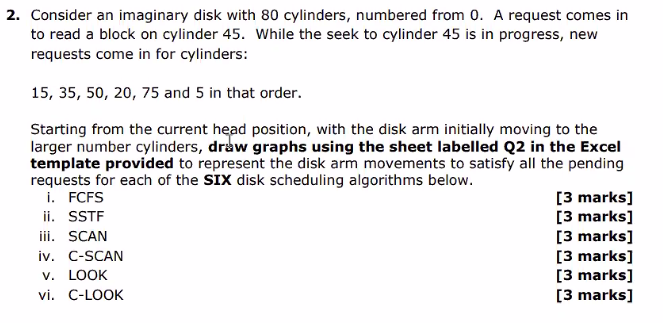 Solved Consider an imaginary disk with 80 cylinders, | Chegg.com
