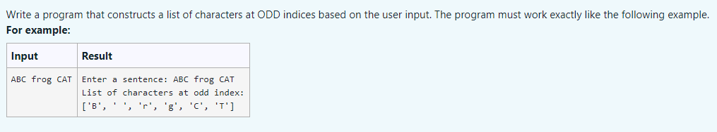 Solved Write a program that constructs a list of characters | Chegg.com