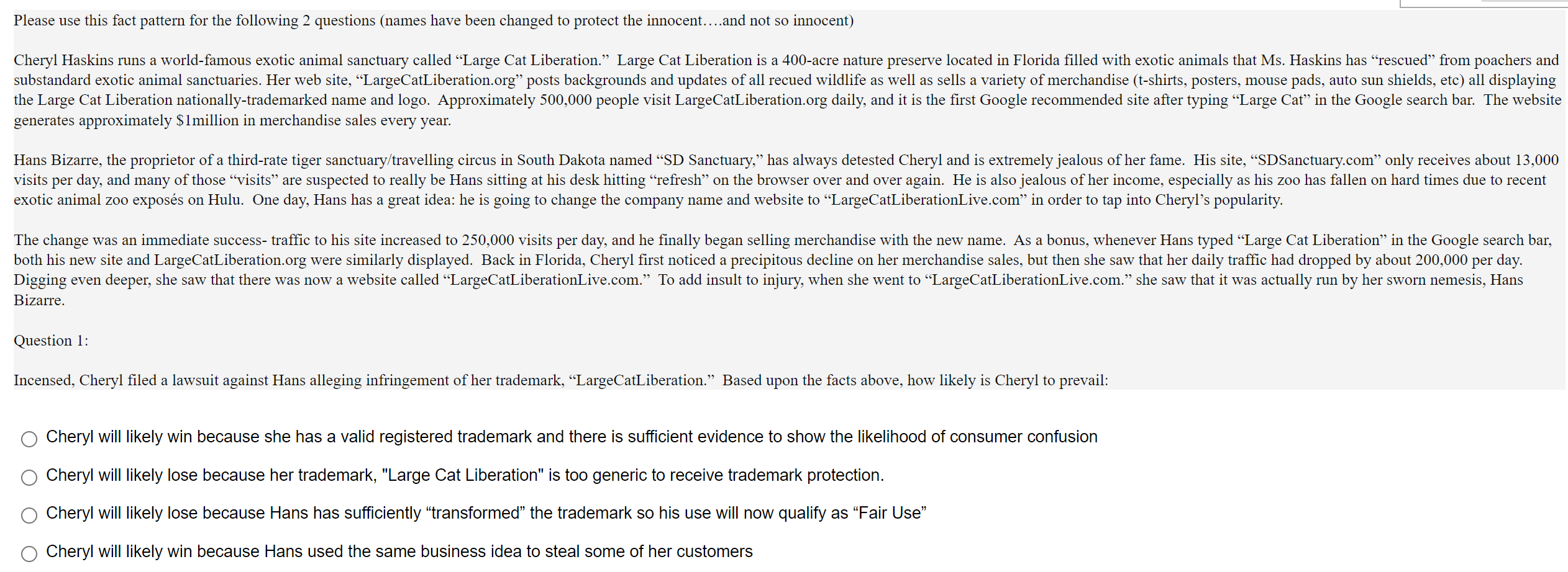 Solved Please use this fact pattern for the following 2 | Chegg.com