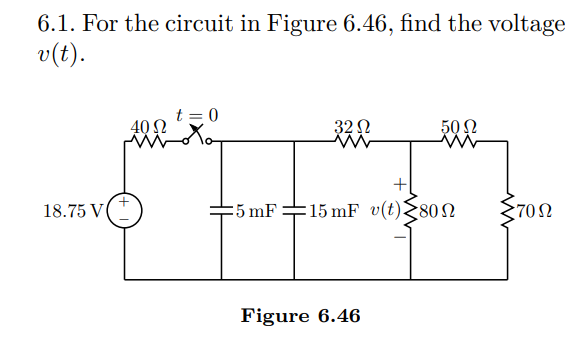 Solved 6.1. For the circuit in Figure 6.46, find the voltage | Chegg.com