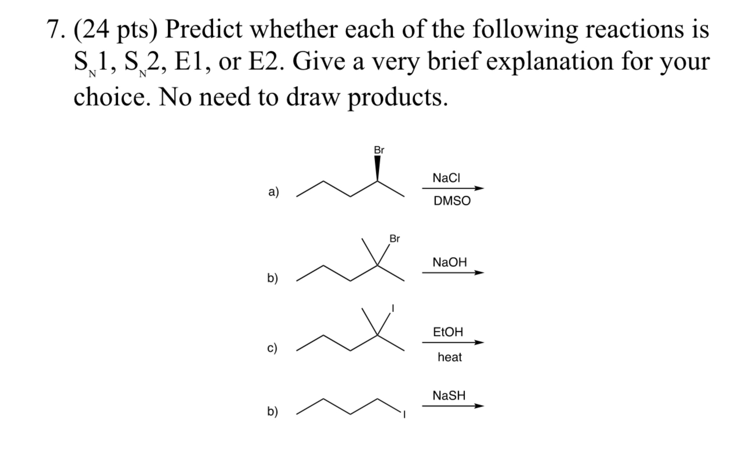 Solved (24 ﻿pts) ﻿Predict whether each of the following | Chegg.com