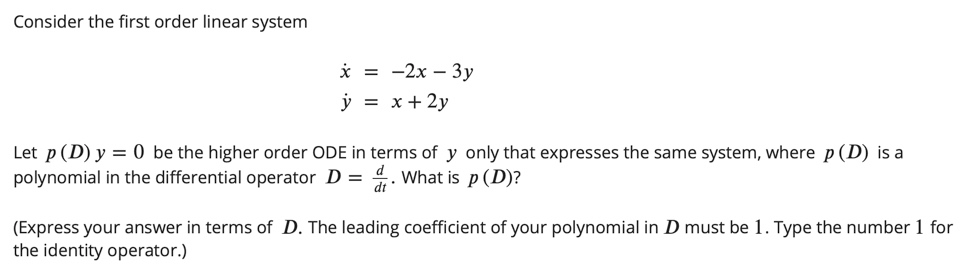 Solved Consider The First Order Linear System 2x 3y J