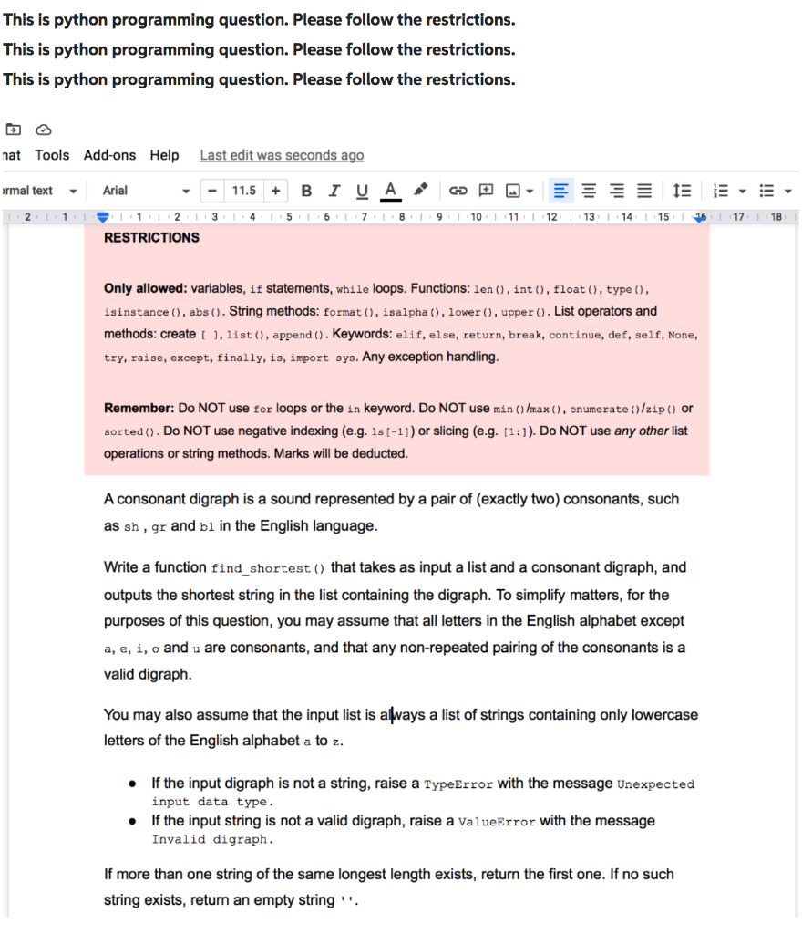 Solved This is python programming question. Please follow | Chegg.com