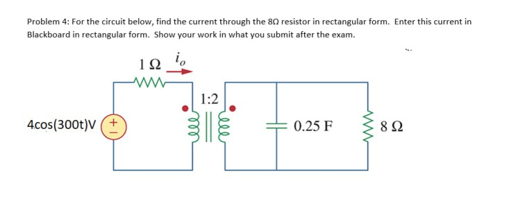 Solved Problem 4: For the circuit below, find the current | Chegg.com