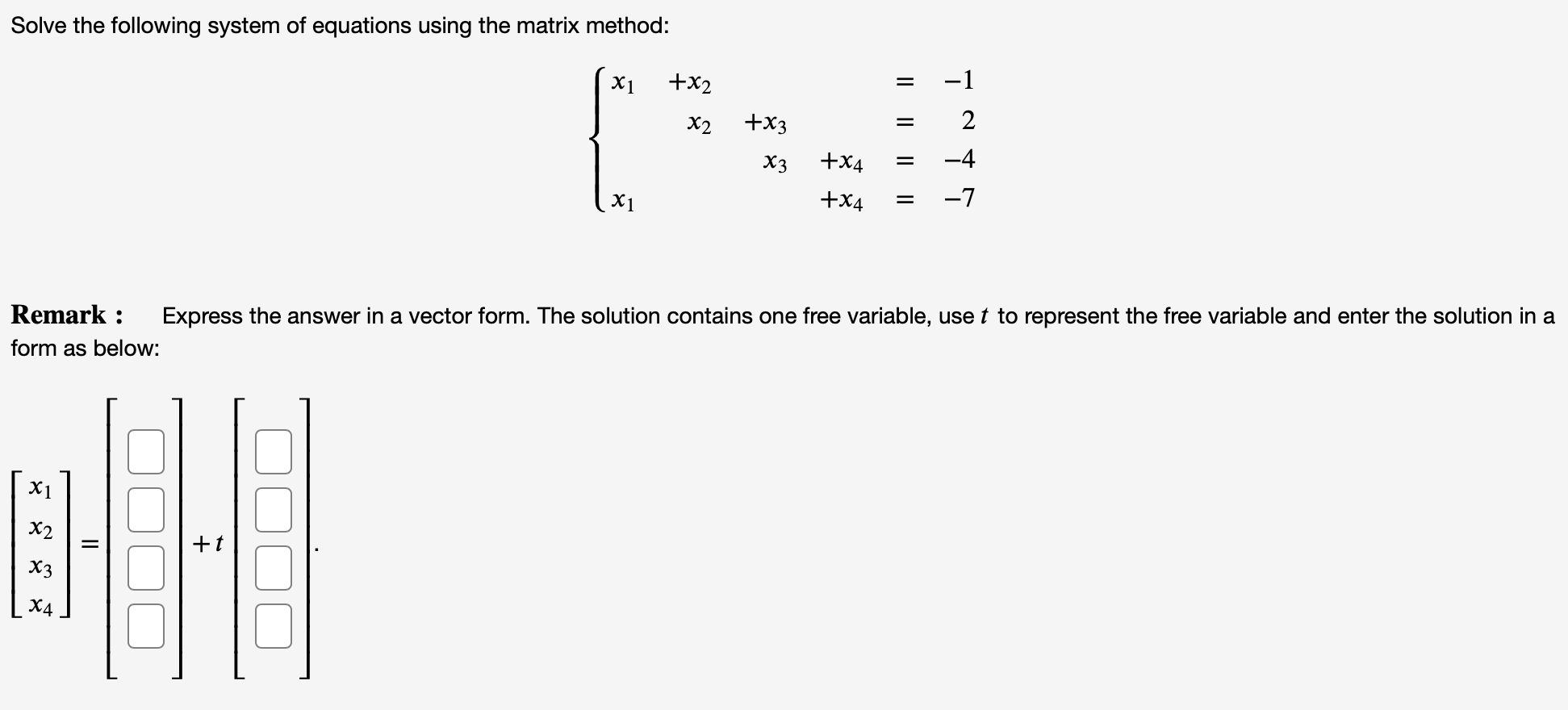 Solved Solve the following system of equations using the | Chegg.com