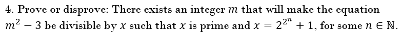 Solved 4. Prove or disprove: There exists an integer m that | Chegg.com