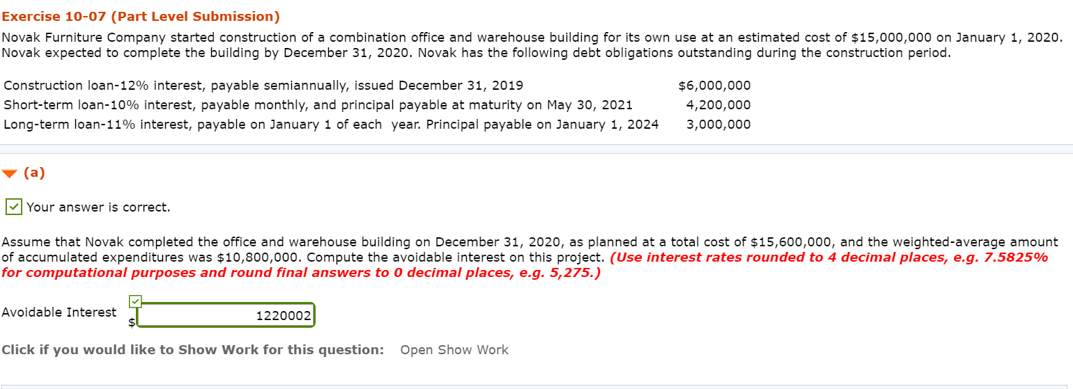 Solved Exercise 10-07 (Part Level Submission) Novak | Chegg.com