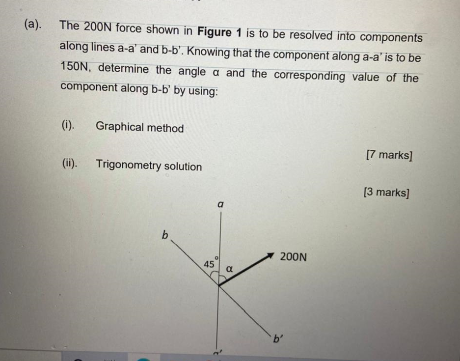 Solved (a). The 200N force shown in Figure 1 is to be | Chegg.com