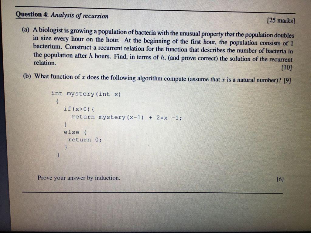 Solved Question 4 Analysis Of Recursion 25 Marks A A 9417