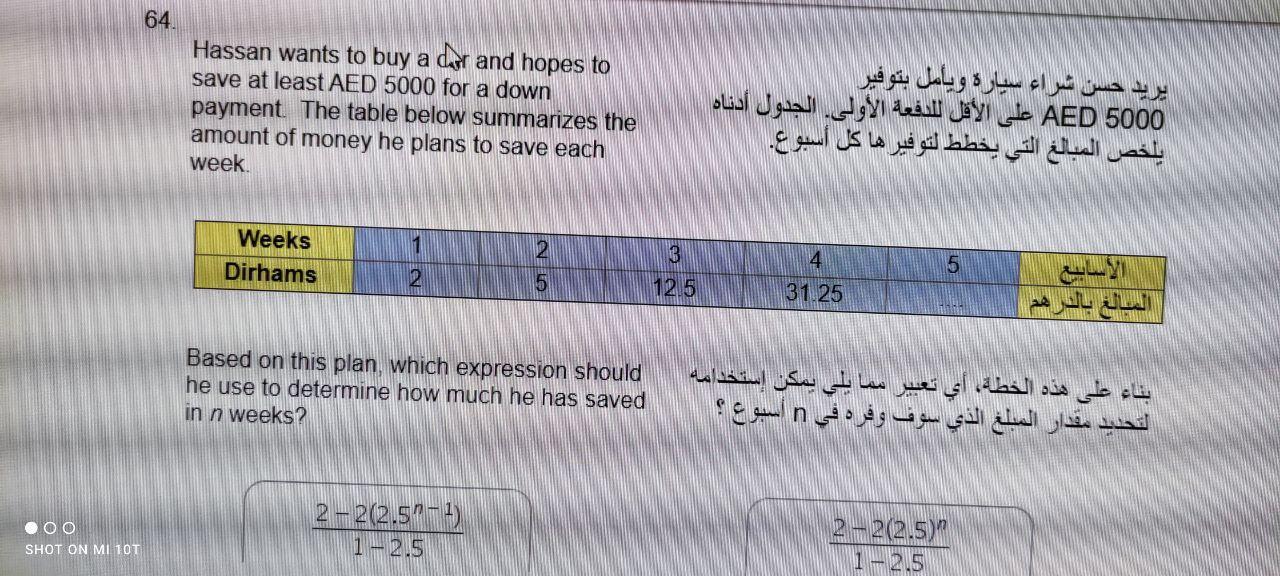 Solved Hassan wants to buy a dir and hopes to save at least | Chegg.com