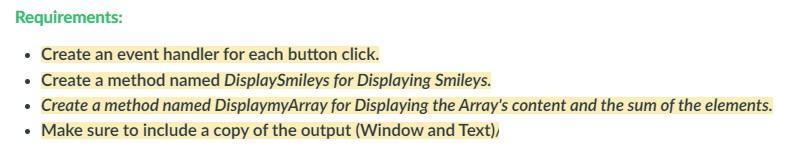 Solved Requirements: - Create an event handler for each | Chegg.com