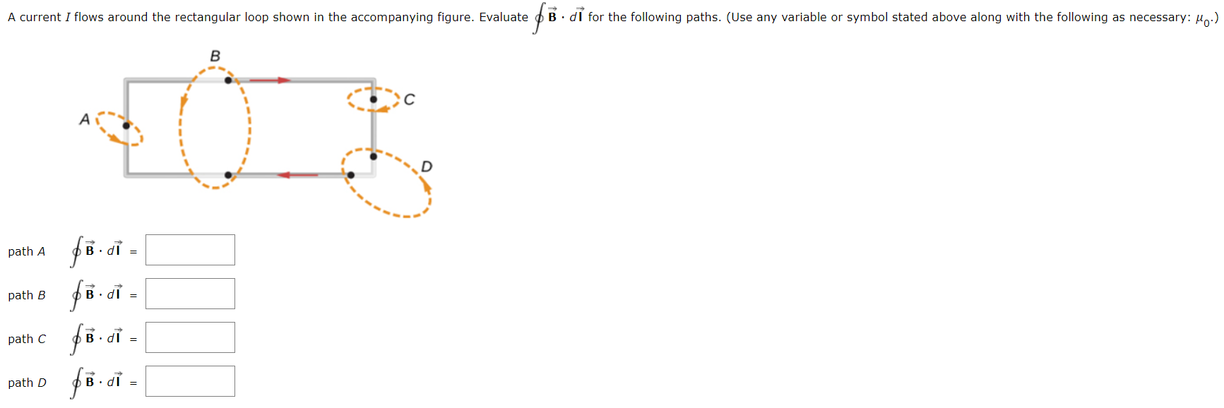 Solved A current I flows around the rectangular loop shown | Chegg.com