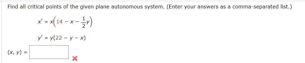Solved Find all critical points of the given plane | Chegg.com