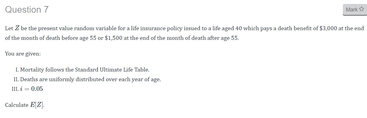 Solved Let Z be the present value random variable for a life | Chegg.com