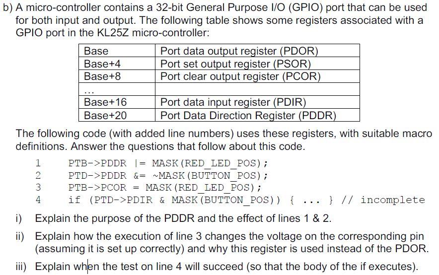 Solved b) A micro-controller contains a 32-bit General | Chegg.com