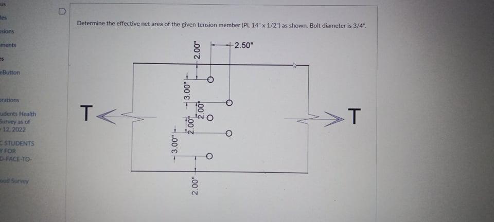 Solved us des Determine the effective net area of the given | Chegg.com