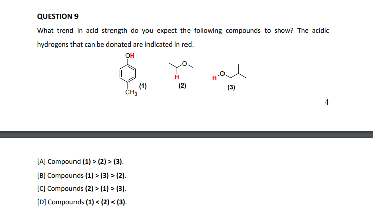 Solved What trend in acid strength do you expect the | Chegg.com