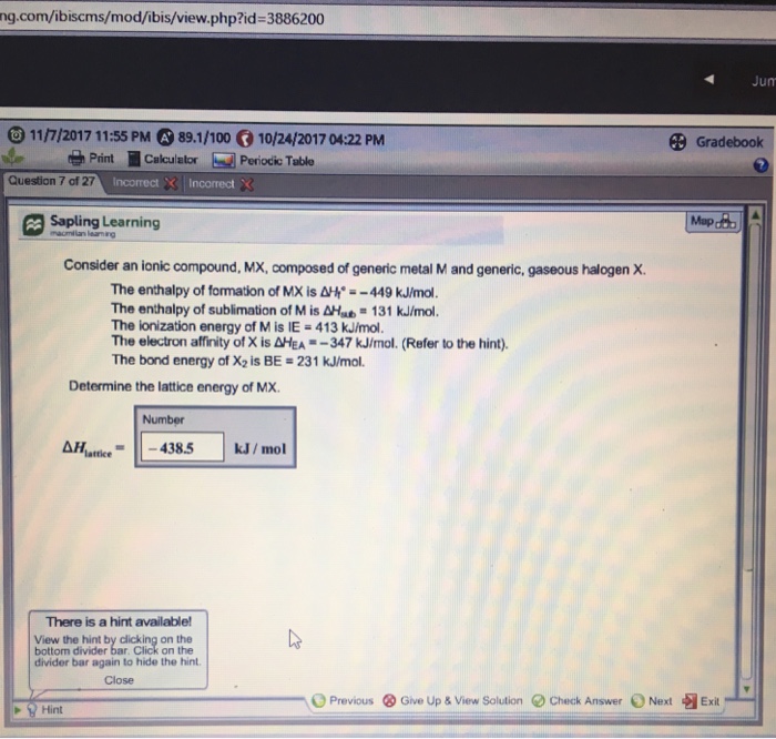 Solved Consider the ionic compound MX, composed of generic | Chegg.com