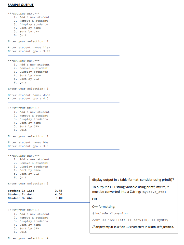 Solved STL Vectors using a Class object Points: 40 points | Chegg.com