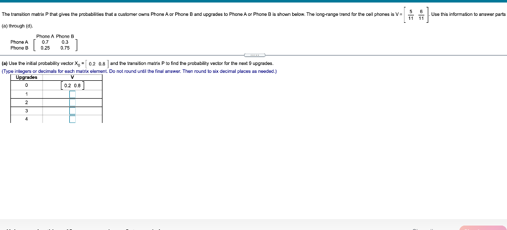 Solved The transition matrix P that gives the probabilities | Chegg.com