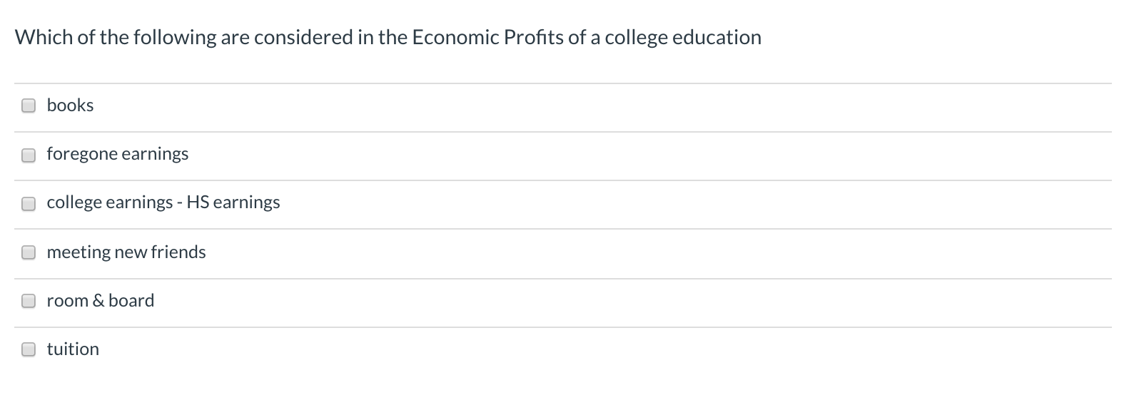 Solved Which of the following are considered in the Economic | Chegg.com