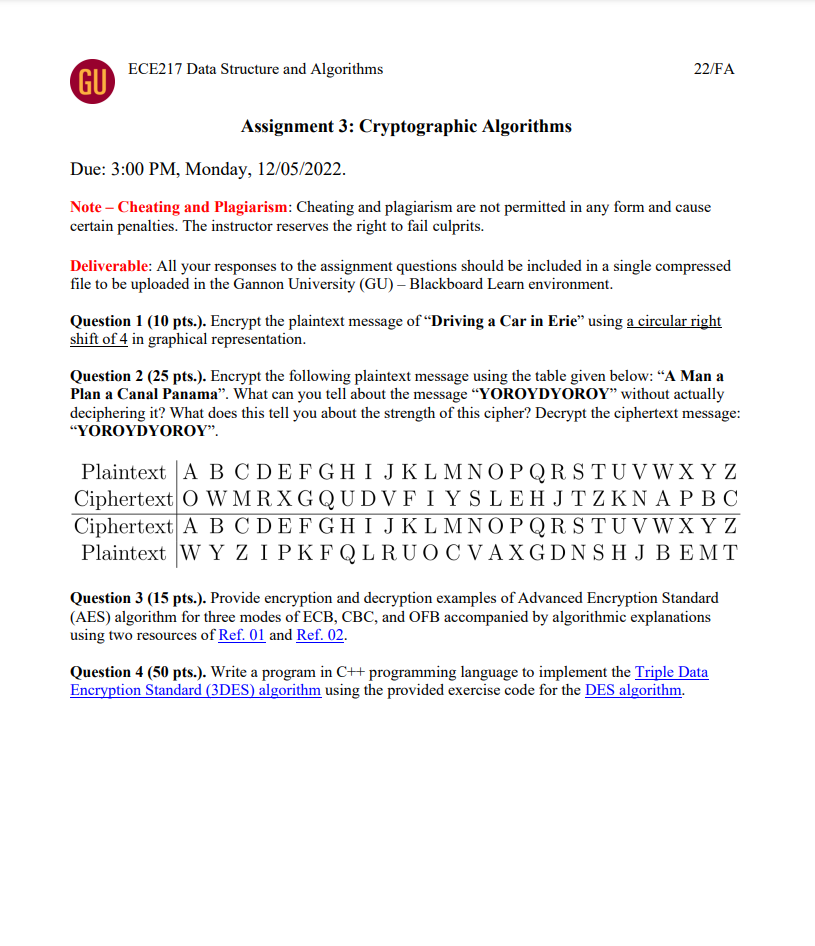 Solved ECE217 Data Structure and Algorithms 22/FA Assignment | Chegg.com