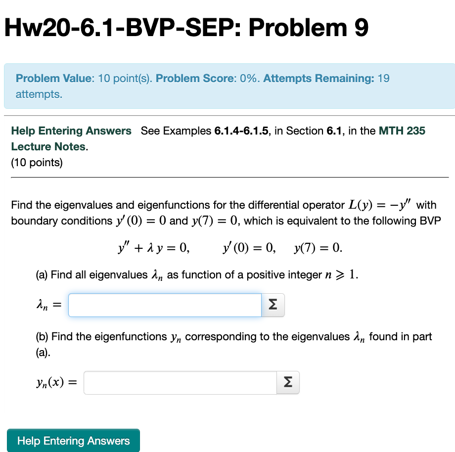Solved Hw20-6.1-BVP-SEP: Problem 9 Problem Value: 10 | Chegg.com