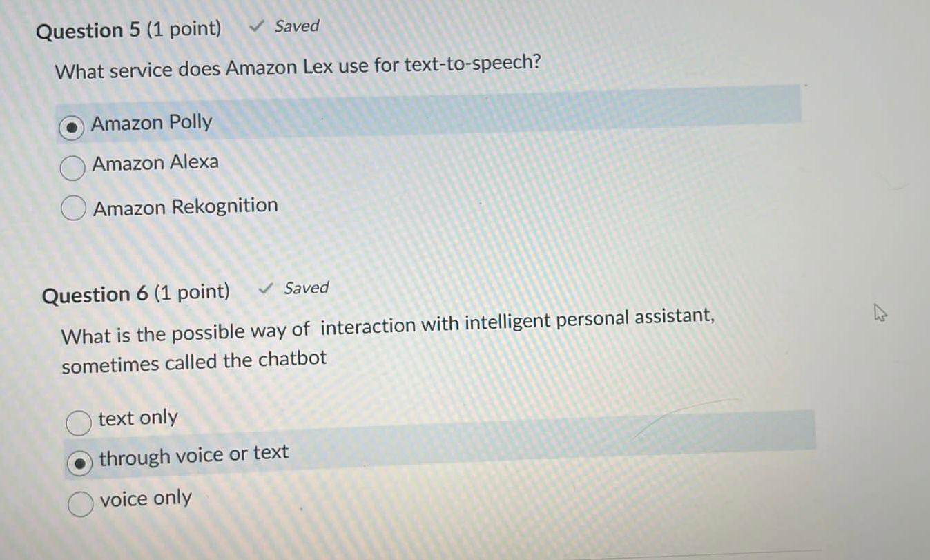 Solved What service does Amazon Lex use for text-to-speech? | Chegg.com