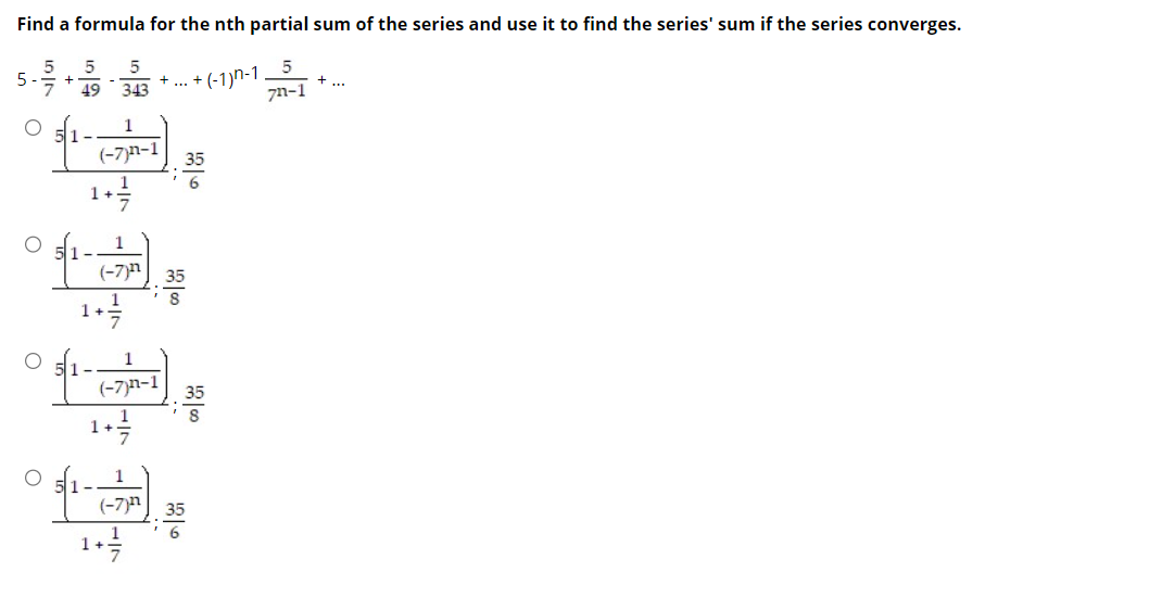 Solved Find a formula for the nth partial sum of the series | Chegg.com