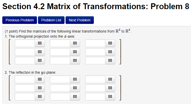 Solved Section 4.2 Matrix of Transformations: Problem 8 | Chegg.com
