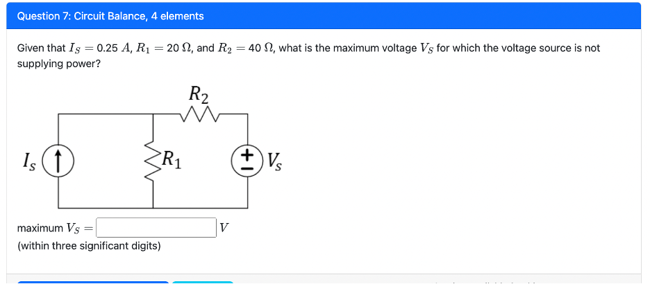 Solved code class="asciimath">Question 7: Circuit Balance, 4 | Chegg.com