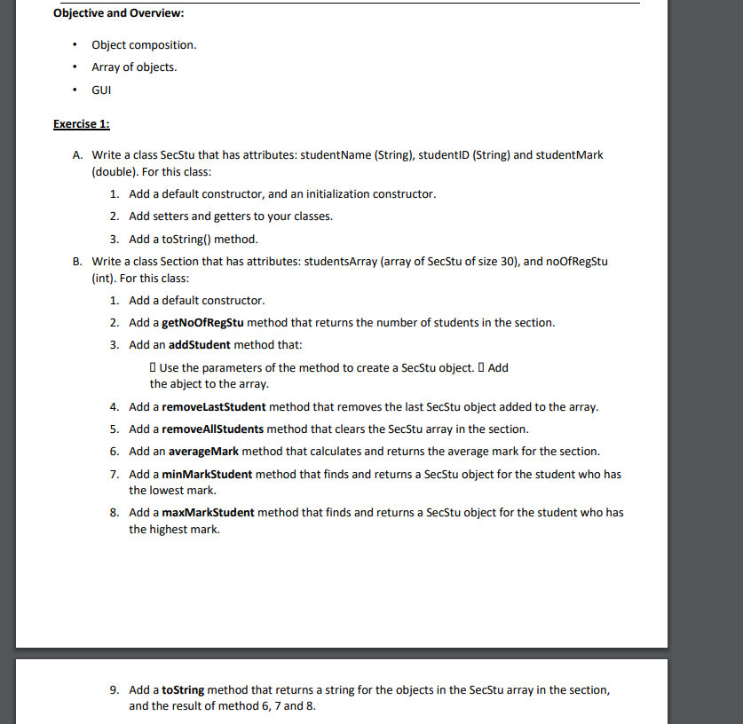 Solved Objective and Overview: - Object composition. - Array | Chegg.com