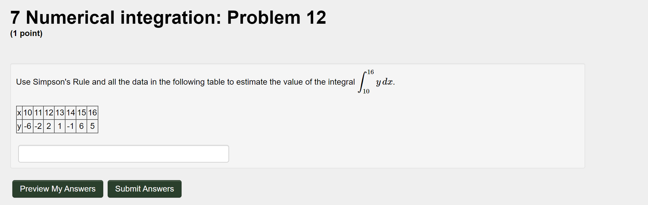 Solved 7 Numerical integration: Problem 12 (1 point) Use | Chegg.com
