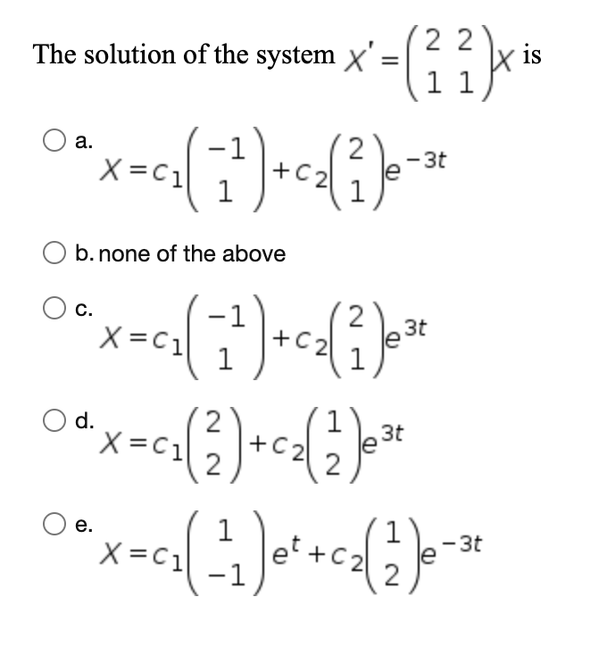 Solved solution of the system \\( | Chegg.com