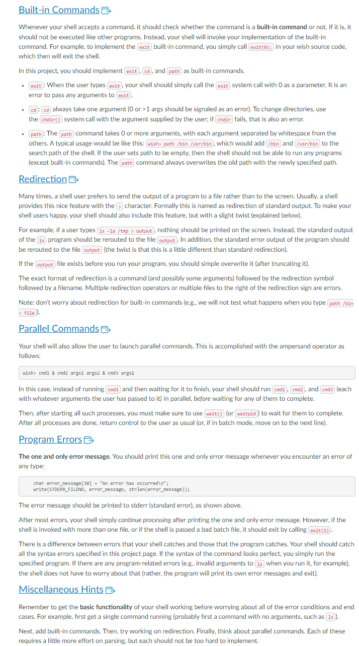 Solved In this assignment, you will implement a command line | Chegg.com Solved In this assignment, you will implement a command line | Chegg.com