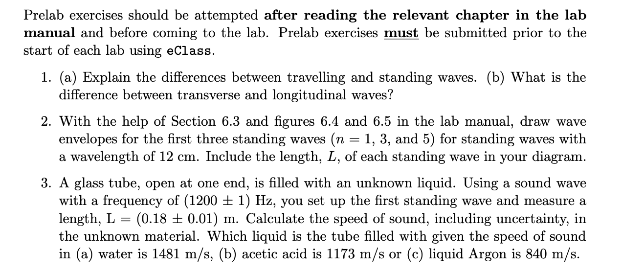 Prelab exercises should be attempted after reading | Chegg.com
