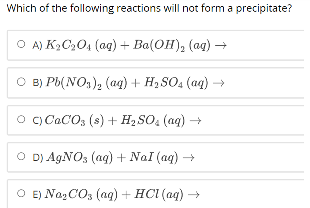 Solved Which of the following reactions will not form a | Chegg.com