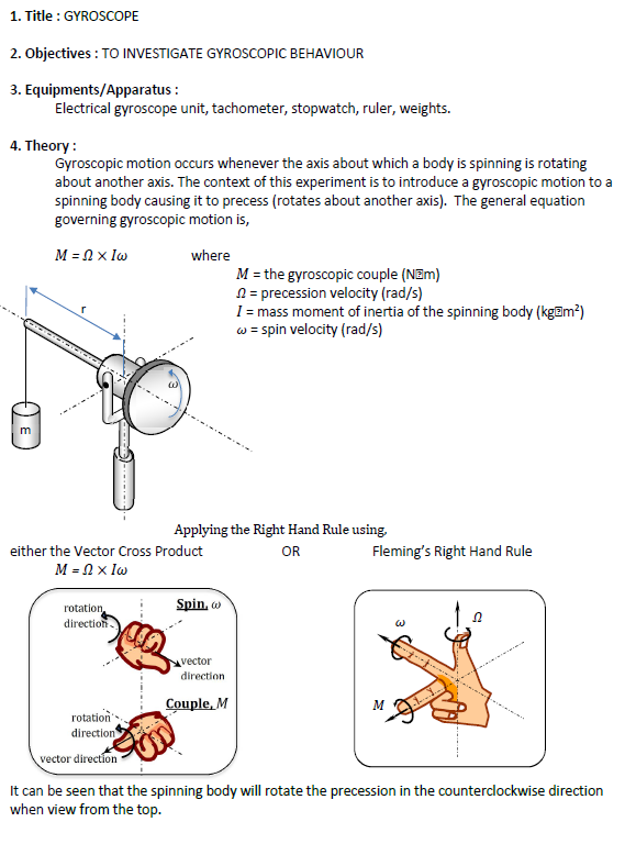 3. Equipments/Apparatus: Electrical gyroscope unit, | Chegg.com