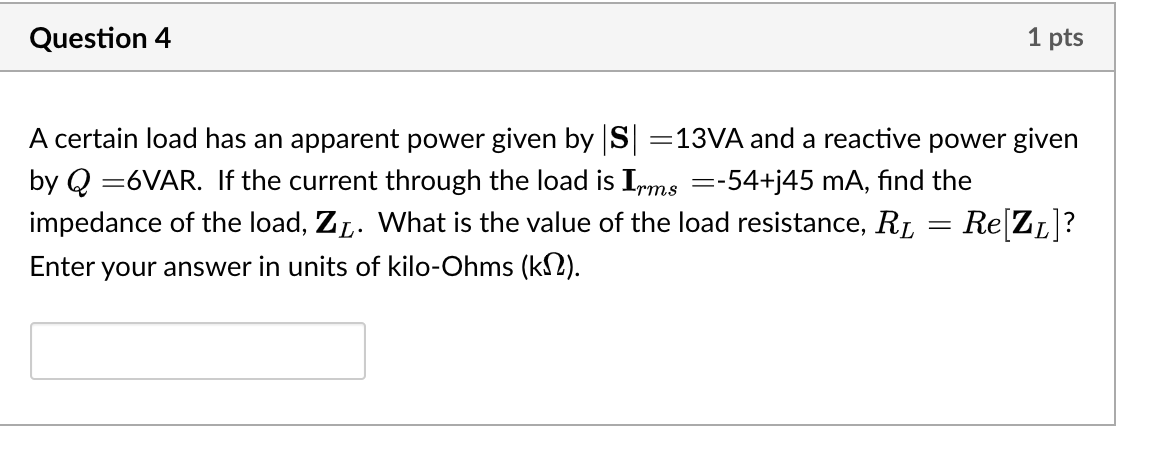 Solved Question 4 1 pts = A certain load has an apparent | Chegg.com