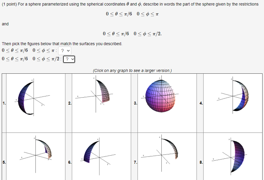 Solved 1 Point For A Sphere Parameterized Using The