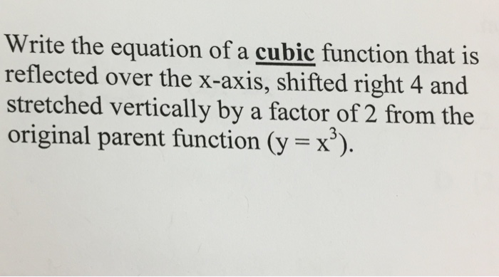 Solved Write the equation of a cubic function that is | Chegg.com
