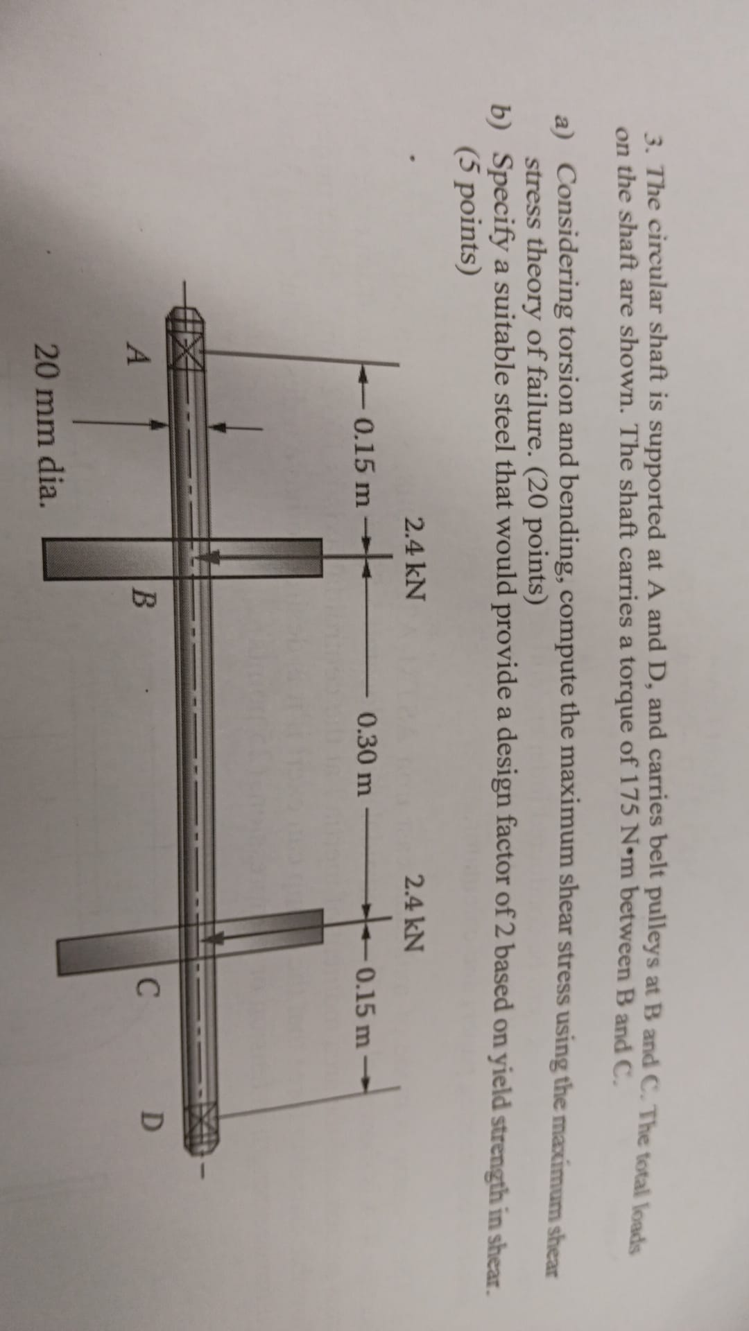 Solved 3. ﻿The circular shaft is supported at A and D , ﻿and | Chegg.com
