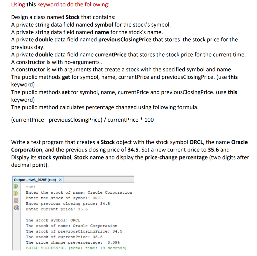 Solved Using this keyword to do the following: Design a | Chegg.com