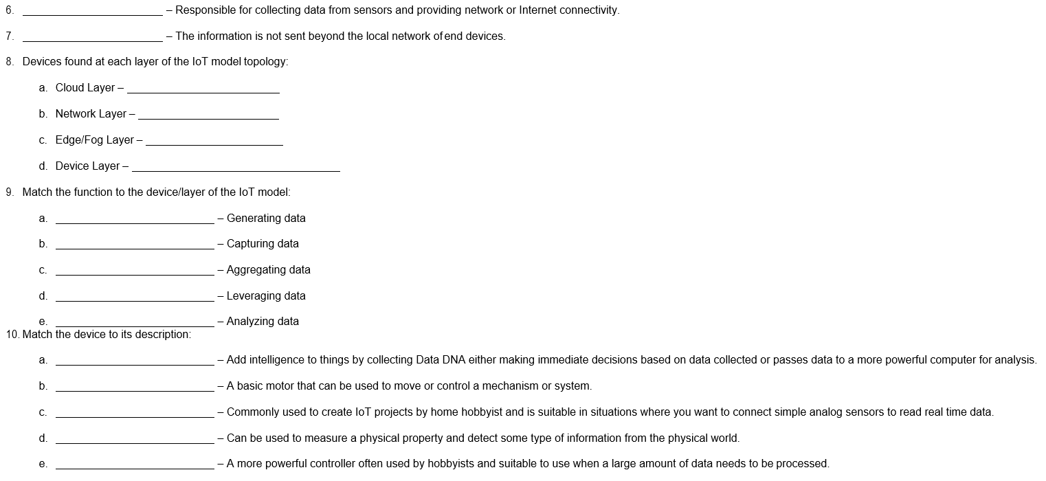 Solved 1. The Cisco loT System identifies six technology | Chegg.com