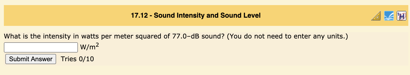 Solved 17.12 - Sound Intensity and Sound Level What is the | Chegg.com