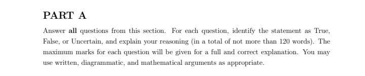 PART A Answer all questions from this section. For | Chegg.com